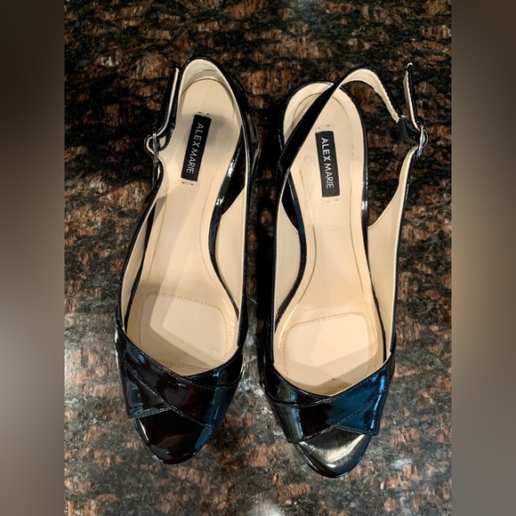 Alex Marie | Shoes | Alex Marie Black Patent Leather Slingback Heels ...